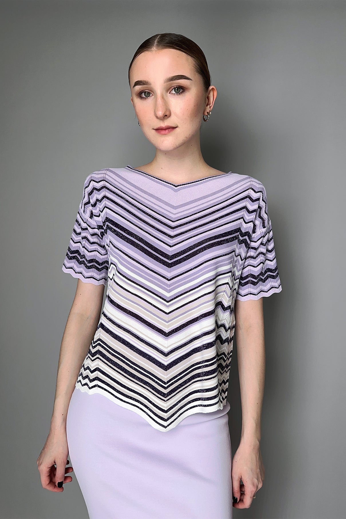 D Exterior Lurex Knit Top In Purple Chevron Ashia Mode d-exterior-lurex-knit-top-in-purple-chevron-ashia-mode