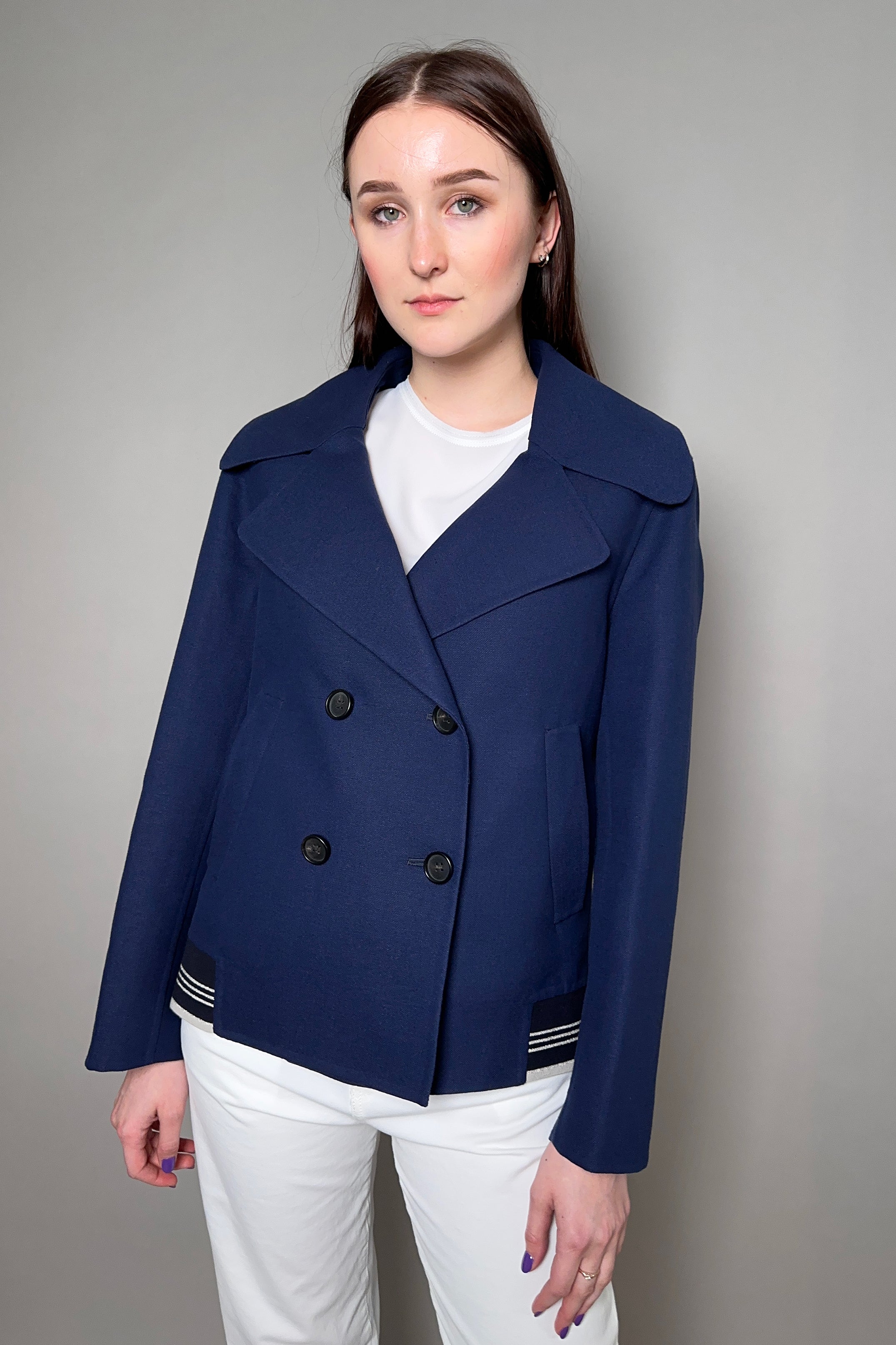 Lorena Antoniazzi Double Breasted Jacket in Navy – Ashia Mode